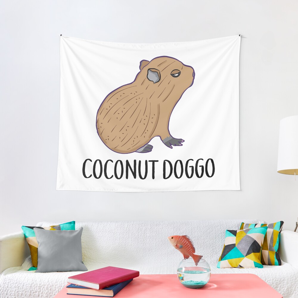 "Coconut Doggo Capybara Cute Meme Kawaii Baby Capybara" Tapestry by ...