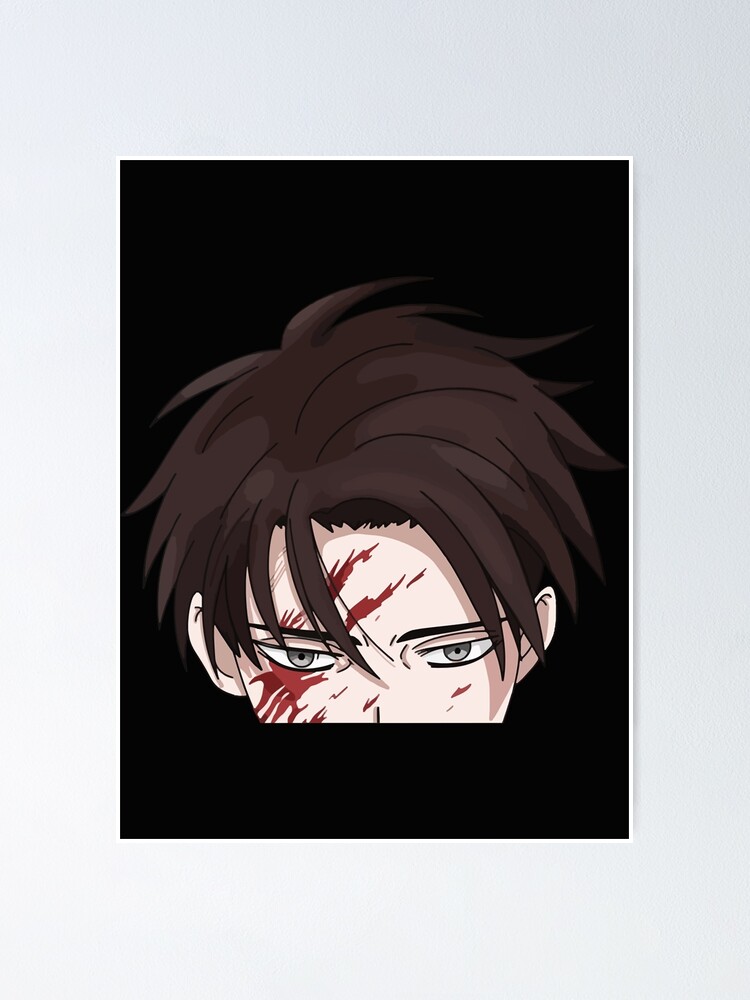 "Attack On Titan Bloody Levi Peeker" Poster for Sale by brookssumnervzn ...