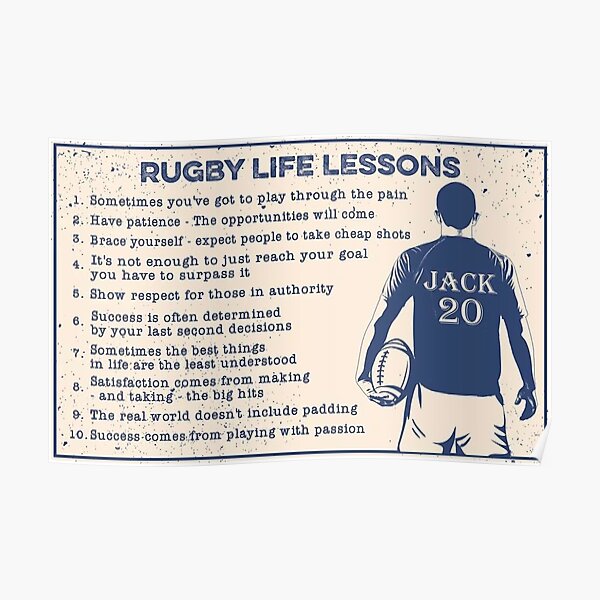 "Personalized Rugby Life Lessons Poster" Poster for Sale by Carlos ...
