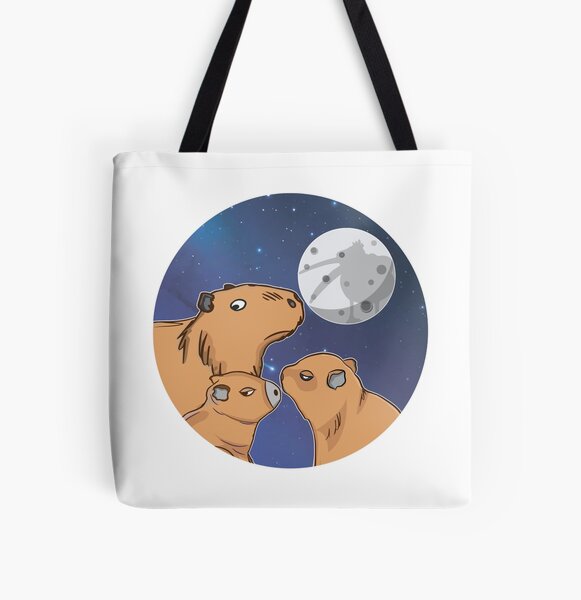 "Three Capybara Moon Funny Pelican Capybara Wolf meme" Tote Bag by ...