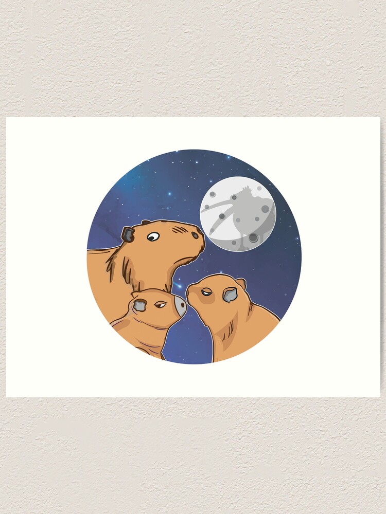 "Three Capybara Moon Funny Pelican Capybara Wolf meme" Art Print for ...