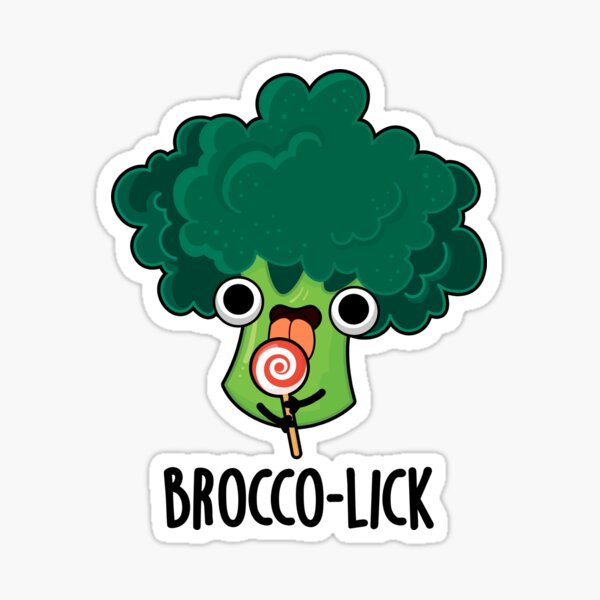 "Brocco-lick Funny Veggie Broccoli Pun" Sticker for Sale by punnybone ...