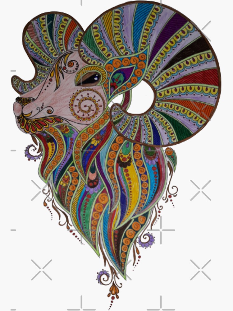 " ram head mandala" Sticker for Sale by La-lune-rouge | Redbubble