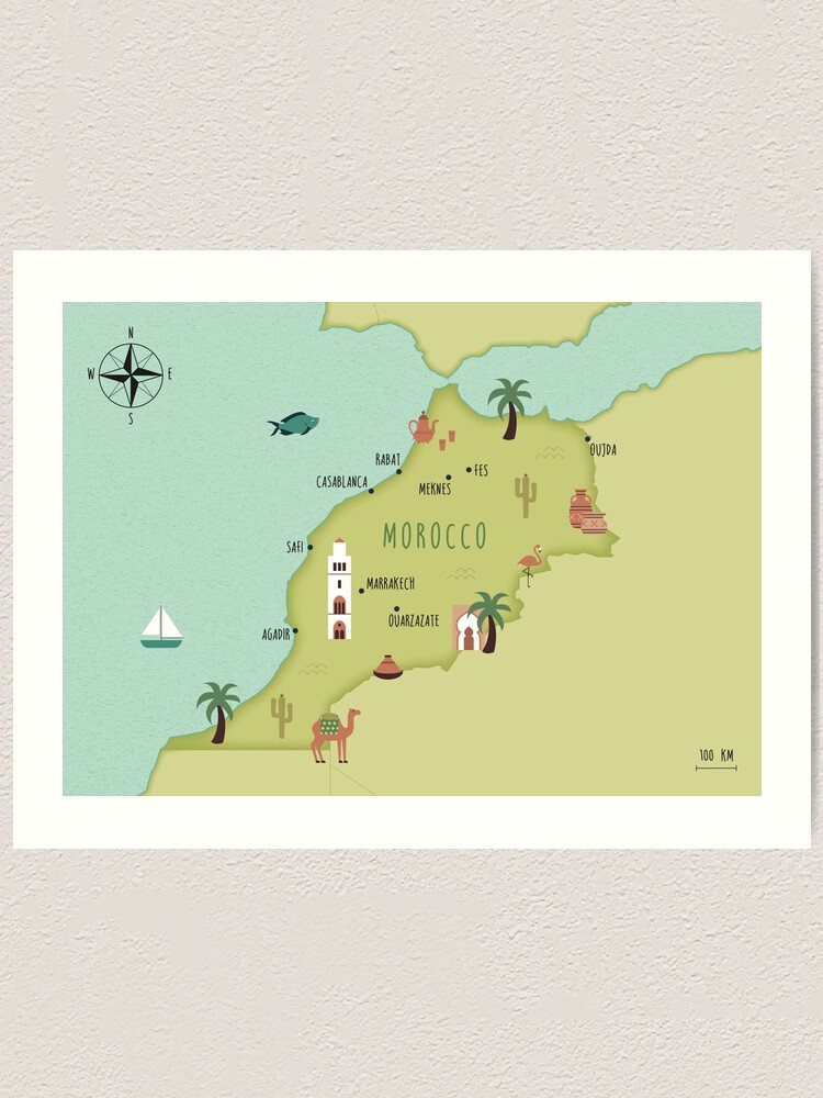 "Illustrated map of Morocco" Art Print for Sale by ymkesinfogr | Redbubble