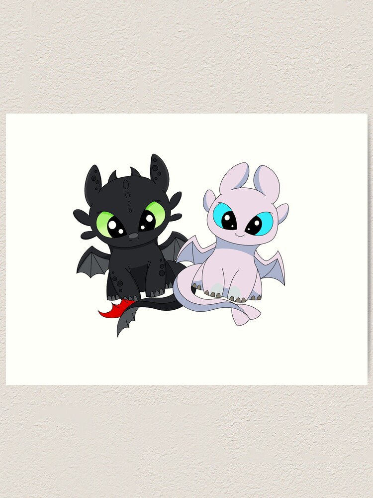 "Couple babies Toothless & Light fury Baby Dragons, night fury, httyd ...