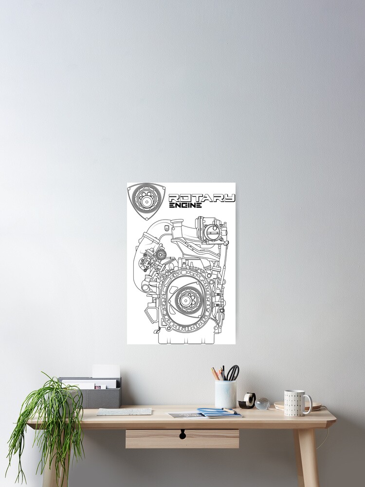 Póster for Sale con la obra «Texto del plano del motor rotativo Vankel ...