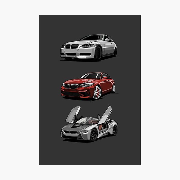 Lámina fotográfica «Genial trío de autos E92, M2 e I8» de Infinity ...