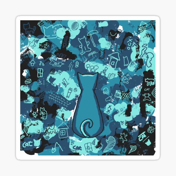 "cat abstract background (dark cyan)" Sticker for Sale by amanjabal ...