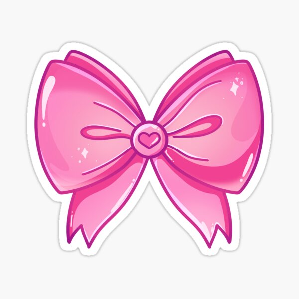 "Cute Pink Aesthetic Ribbon Bow" Sticker for Sale by blu--berrii ...