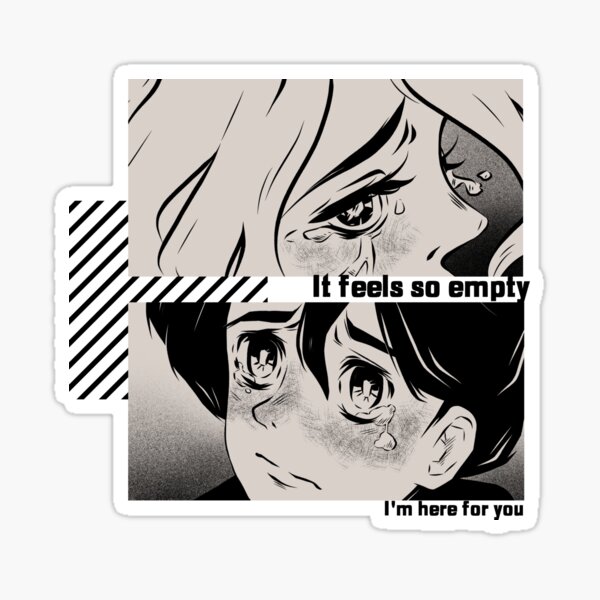 "Sad Anime " Sticker for Sale by Mnaruchan | Redbubble