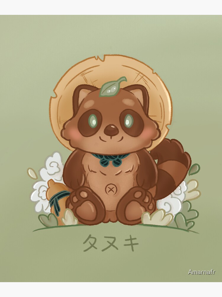 "Tanuki" Sticker for Sale by Amarnafr | Redbubble
