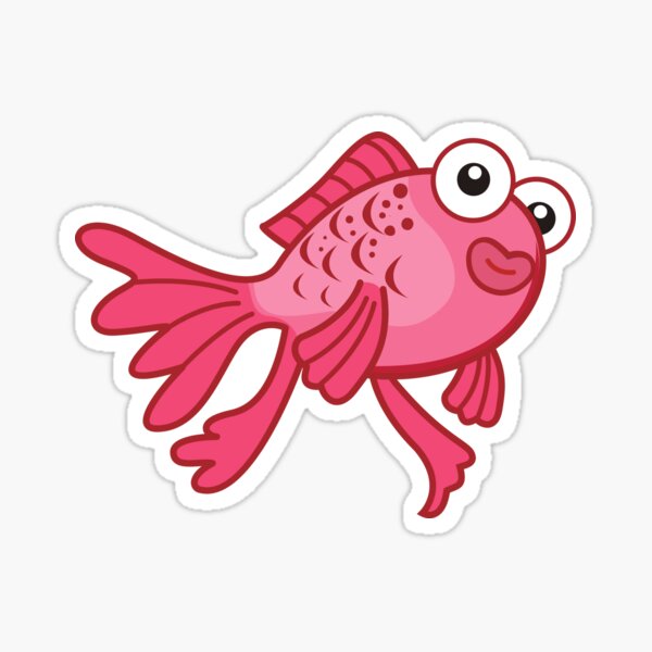 "Cute pink funny fish design for kids" Sticker for Sale by ...