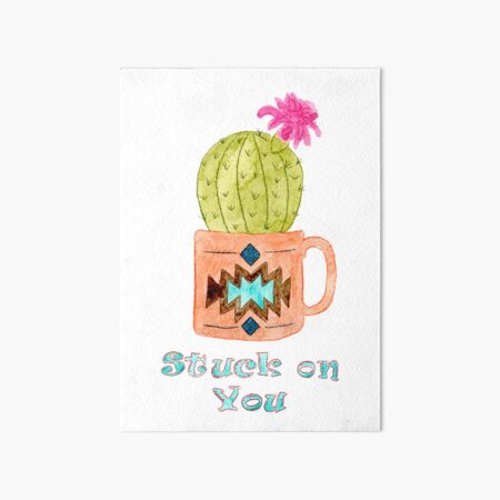 "Stuck on You Cactus in a Cup - Watercolor Cactus - Funny Cactus Puns ...