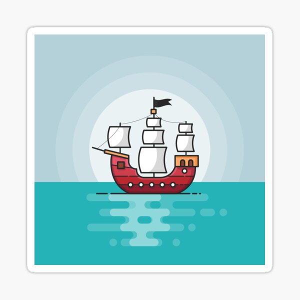 "small boat on pacific" Sticker for Sale by RO--Design | Redbubble