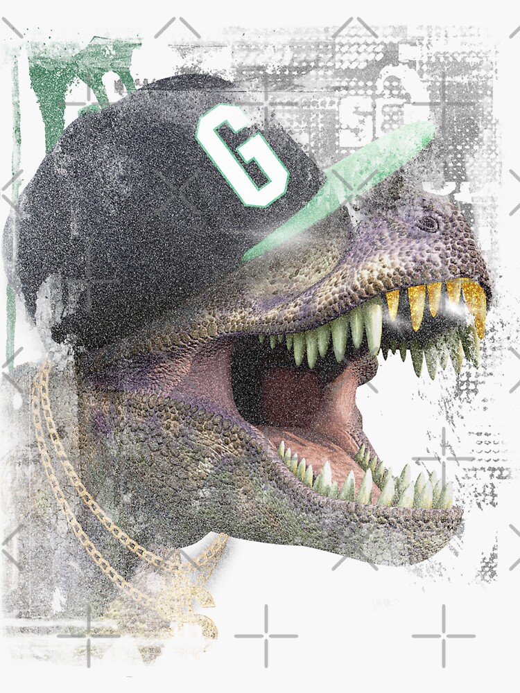 "Hip Hop Grill Dinosaur Rapper" Sticker by GarnetLeslie | Redbubble