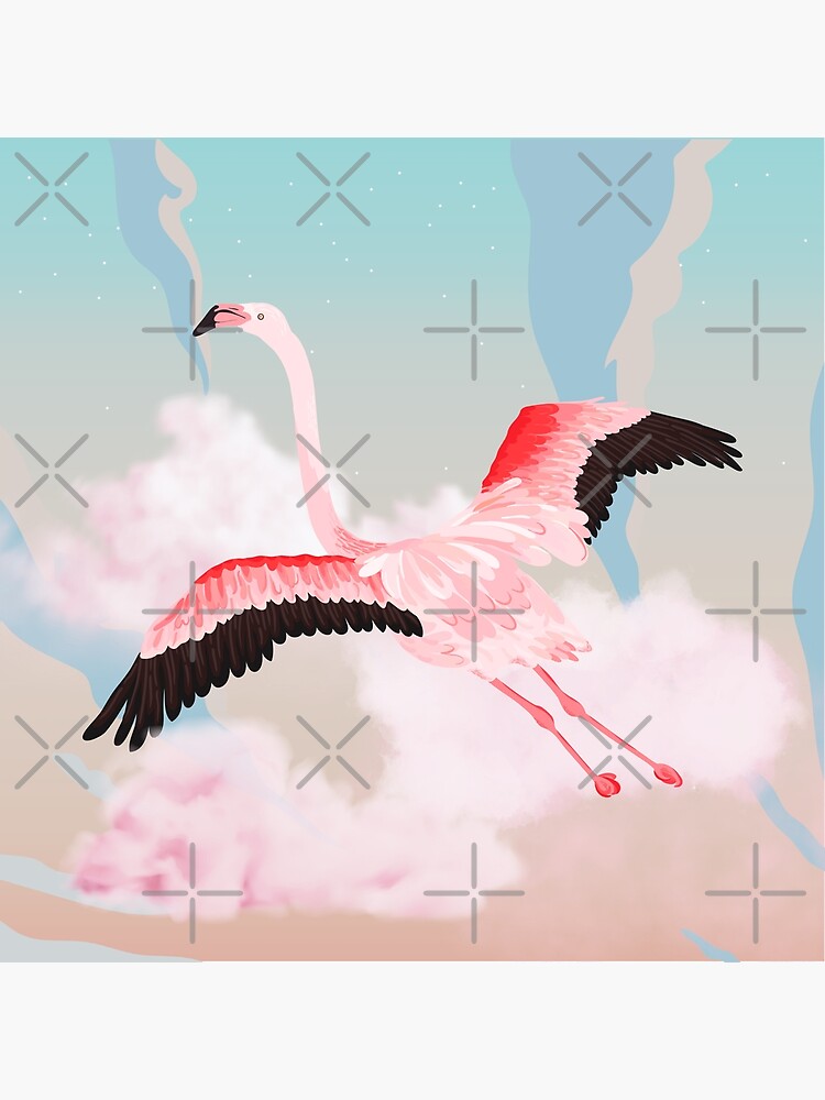 Lámina fotográfica «Flamenco volando en el cielo ilustración ...