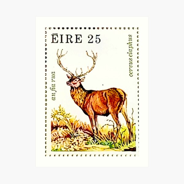 "Irish Red Deer Postage Stamp 1980 25p" Art Print for Sale by Emeris ...