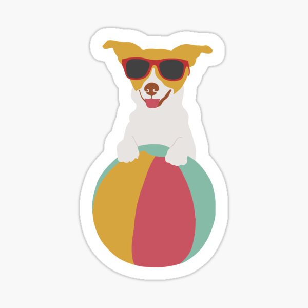 "Dog with beach ball" Sticker for Sale by LagunovaMaya | Redbubble