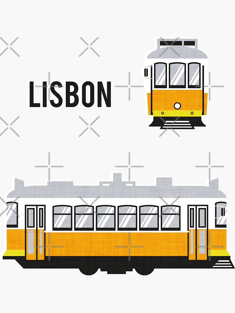"Lisbon trams // peacock blue background lemon lime and marigold ...