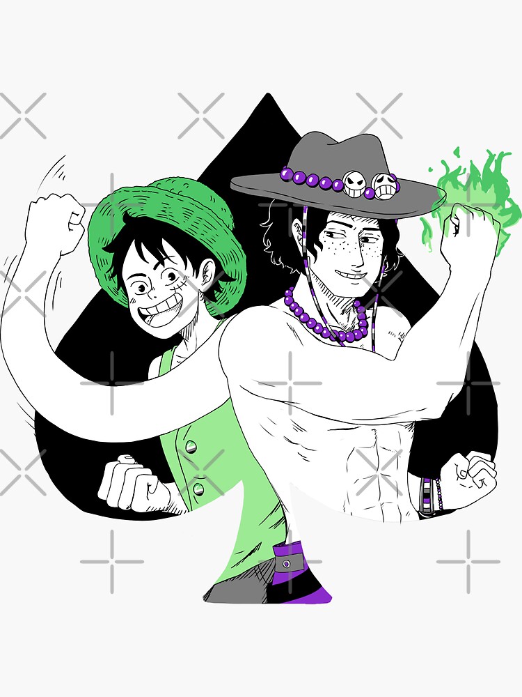"Aro Ace & Luffy" Sticker for Sale by PurpleStarsFire | Redbubble