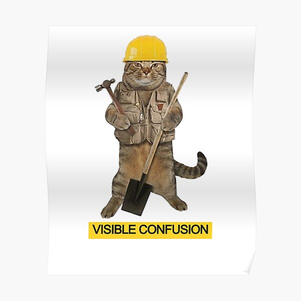 "Cat With Construction Hat, Visible Confusion" Poster for Sale by ...