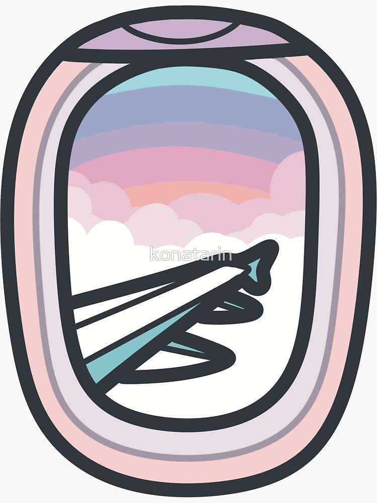 "cute pastel plane window with rainbow" Sticker for Sale by konatarin ...