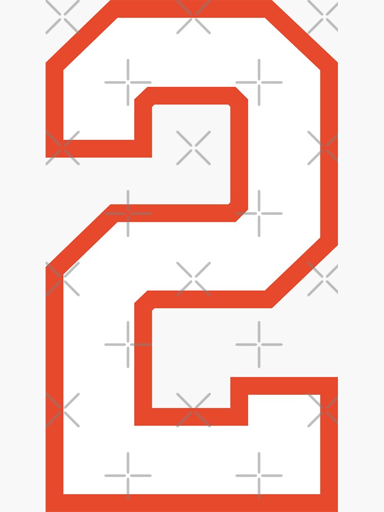 "Sports Number 2, white orange color lucky sport two" Sticker for Sale ...