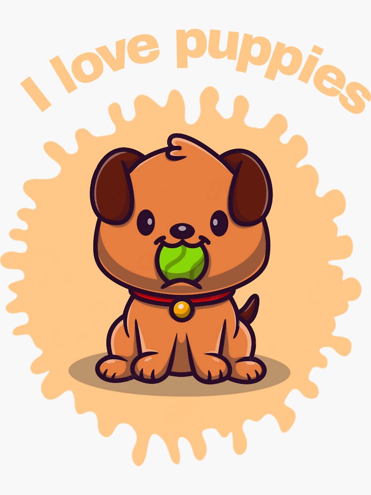 "I love puppies" Sticker for Sale by A-B-R-shop | Redbubble