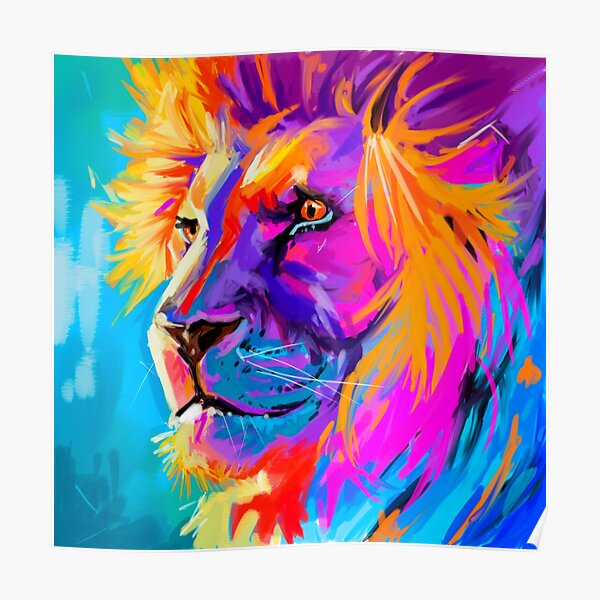 "Lion abstract painting" Poster for Sale by MK-Art-Designs | Redbubble