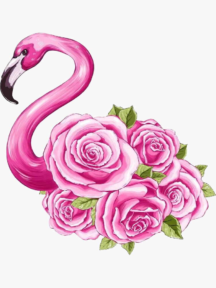 "Flamingo and roses design " Sticker for Sale by sreckov-desig | Redbubble