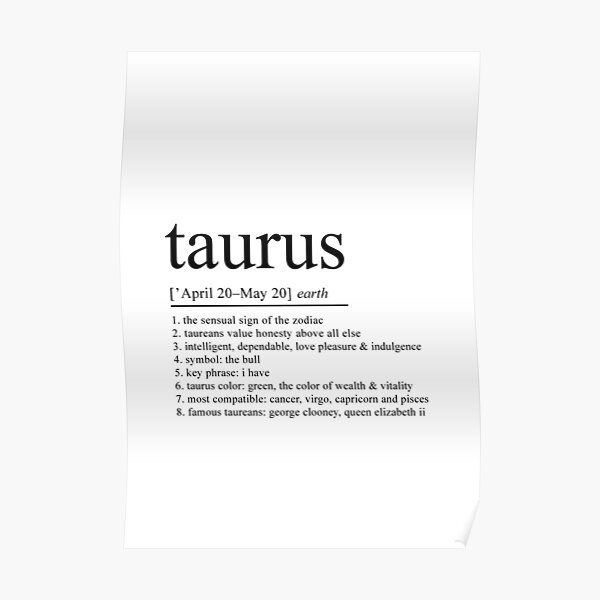 "Taurus Definition Zodiac Sign gifts, Astrology gifts, Taurus Horoscope ...