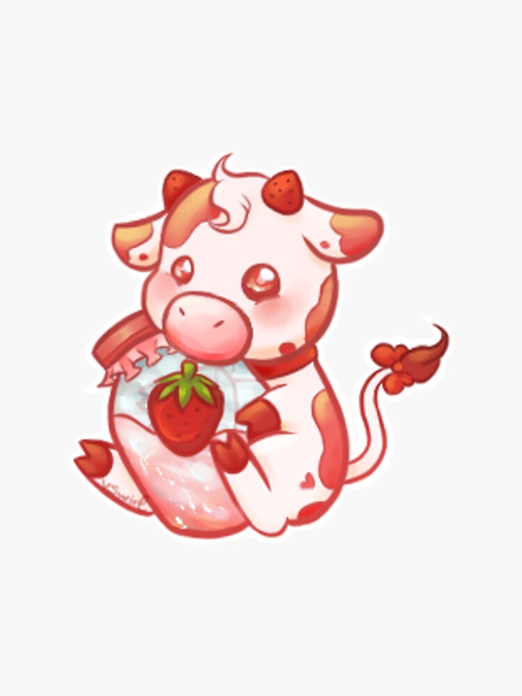"Sweet Cows: Strawberry" Sticker for Sale by VSwirlCreations | Redbubble