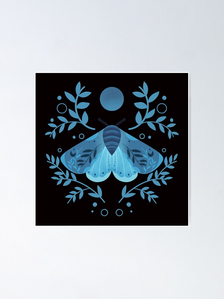 "Moth of the Blue Moon | Luna Moth Art | colorful fantasy moth and moon ...