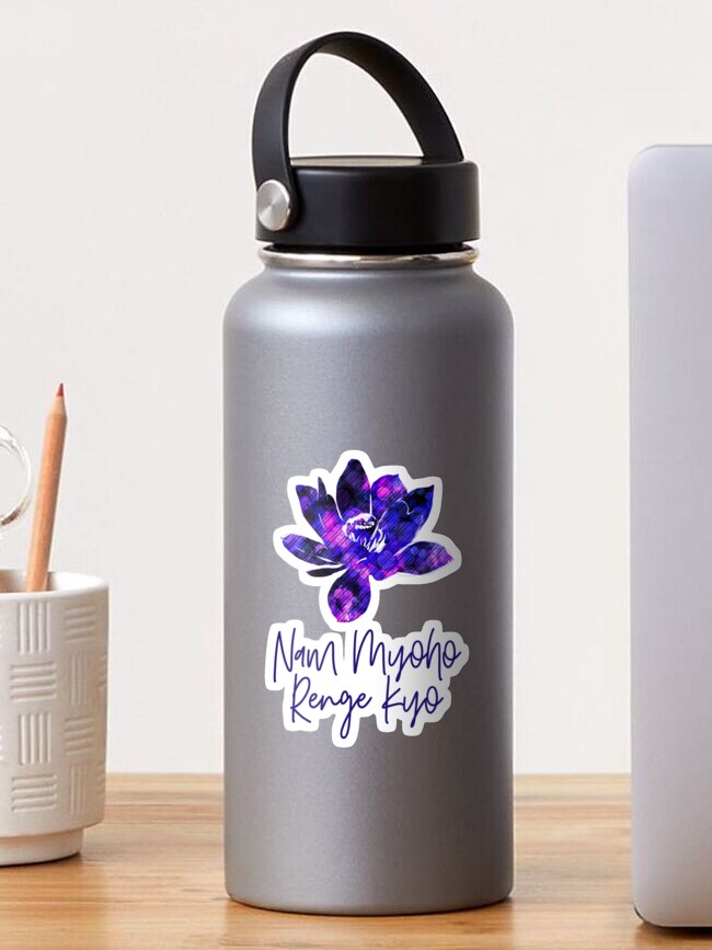 "Hand drawn Lotus Flower Silhouette Cool Purple and Diagonals" Sticker ...