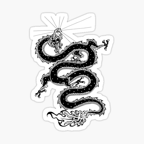 "Dancing Eastern Dragon Ink Design " Sticker for Sale by ...