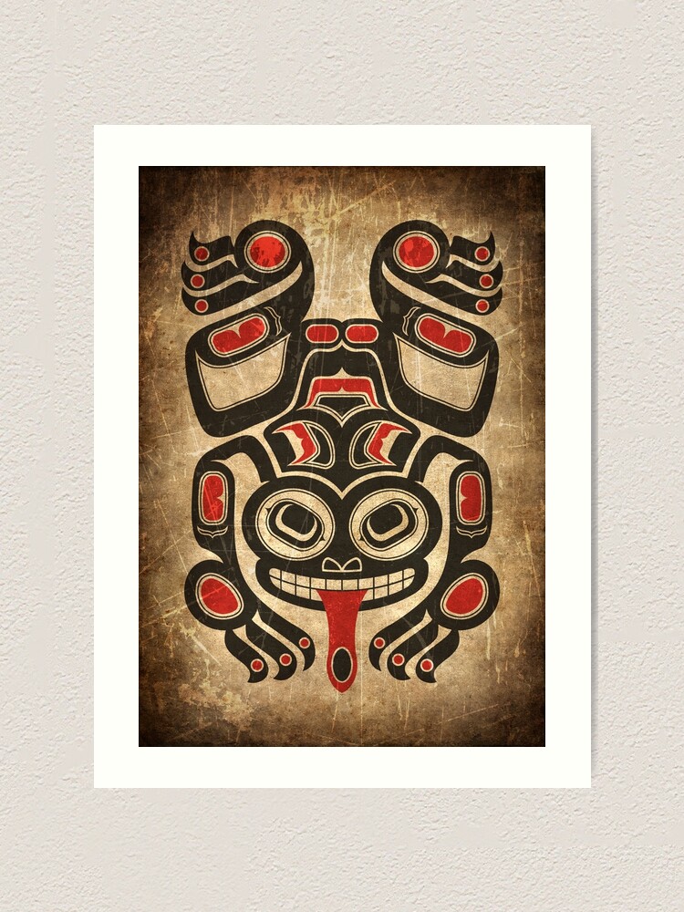 "Red and Black Haida Spirit Tree Frog" Art Print for Sale by ...