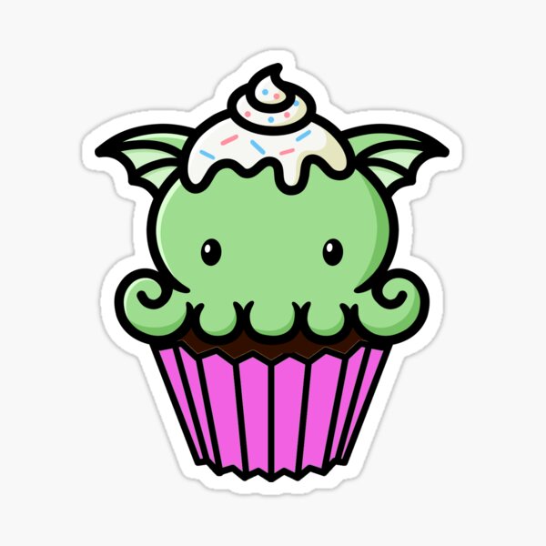 "Pink Cthulhu Cupcake" Sticker for Sale by MrDemagio | Redbubble