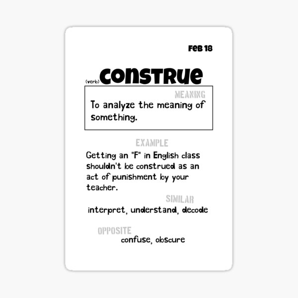 "February 18 Construe" Sticker for Sale by bpatrickvoice | Redbubble