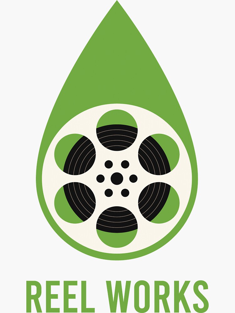 "REEL WORKS Hollywood Film Graphic Logo" Sticker for Sale by ...