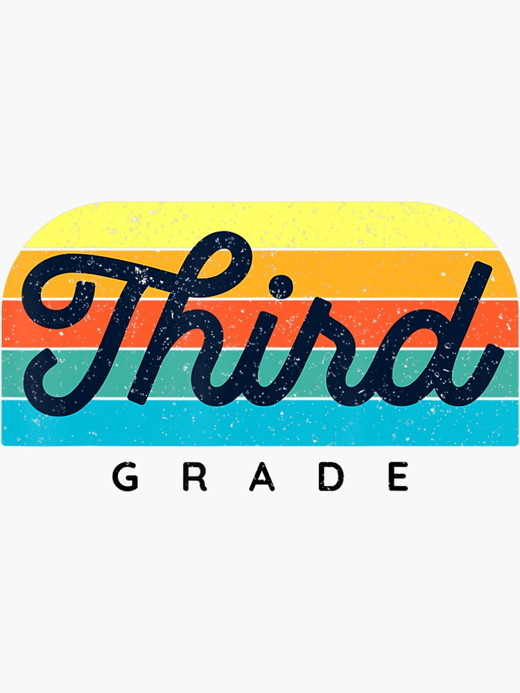 "Retro Rainbow Teacher Third Grade 3Rd Grader Cute Teach New" Sticker ...