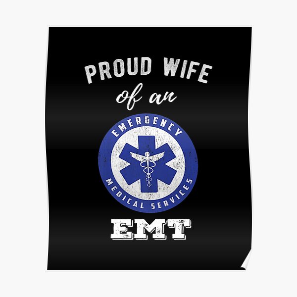 "Proud Wife of an EMT Distressed " Poster for Sale by NhiHay | Redbubble