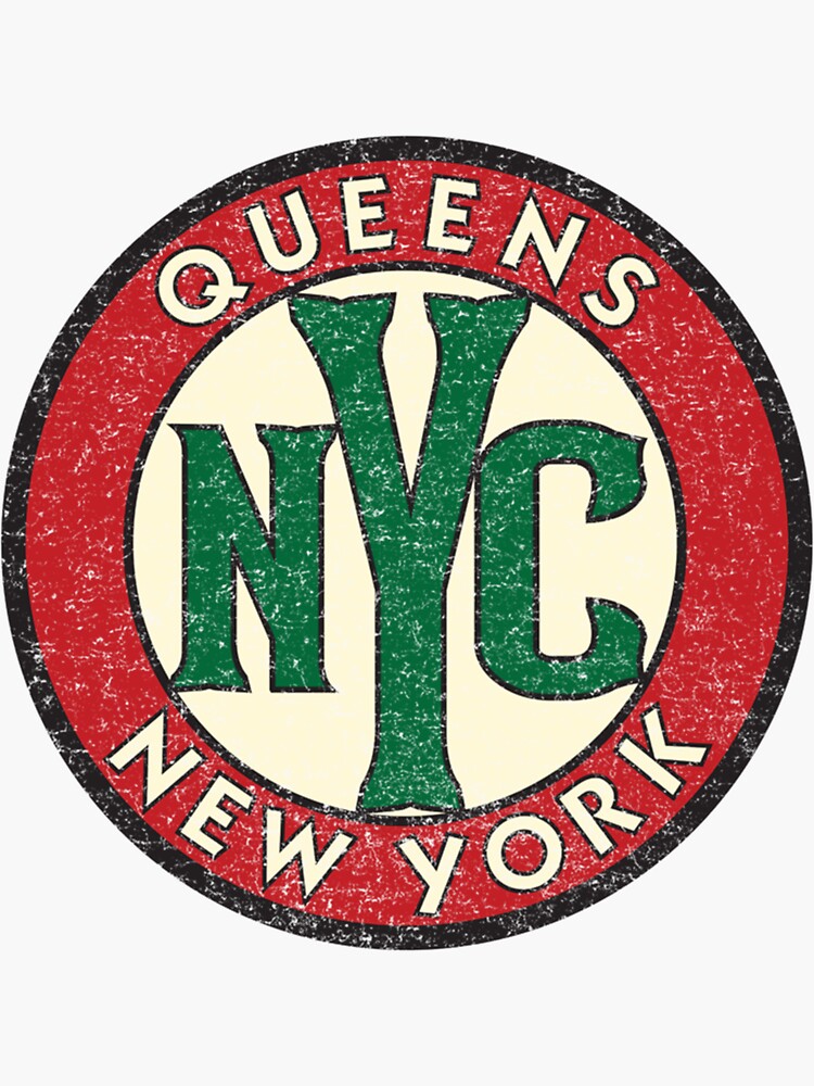 "Queens NY Vintage Road Sign Distressed Print Pullover " Sticker for ...