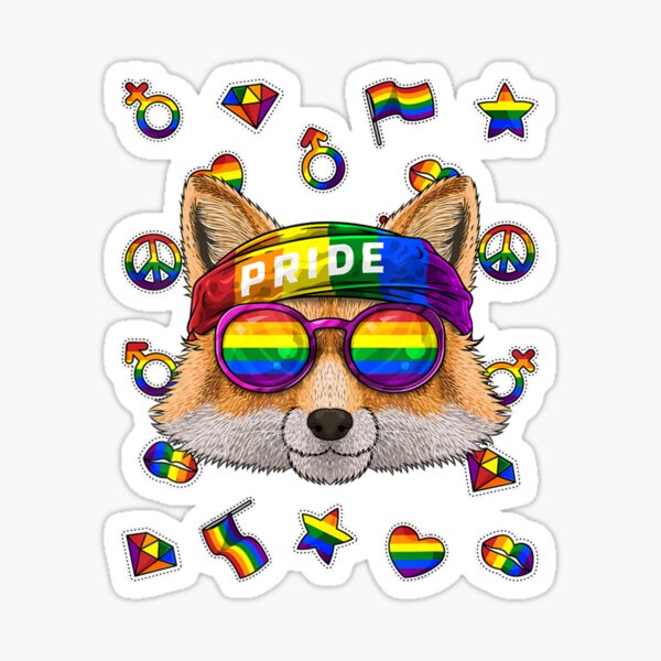 "Lgbt Fox Gay Pride Month Animal Rainbow Lesbian" Sticker for Sale by ...