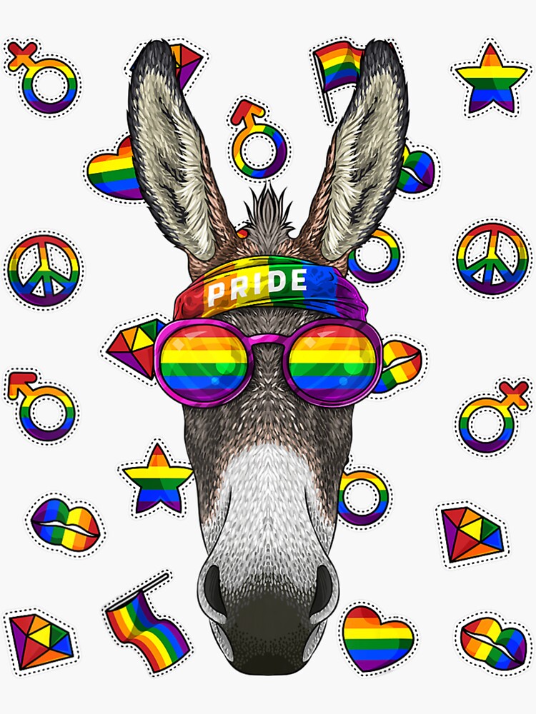 "Lgbt Donkey Gay Pride Month Animal Rainbow Lesbian" Sticker for Sale ...