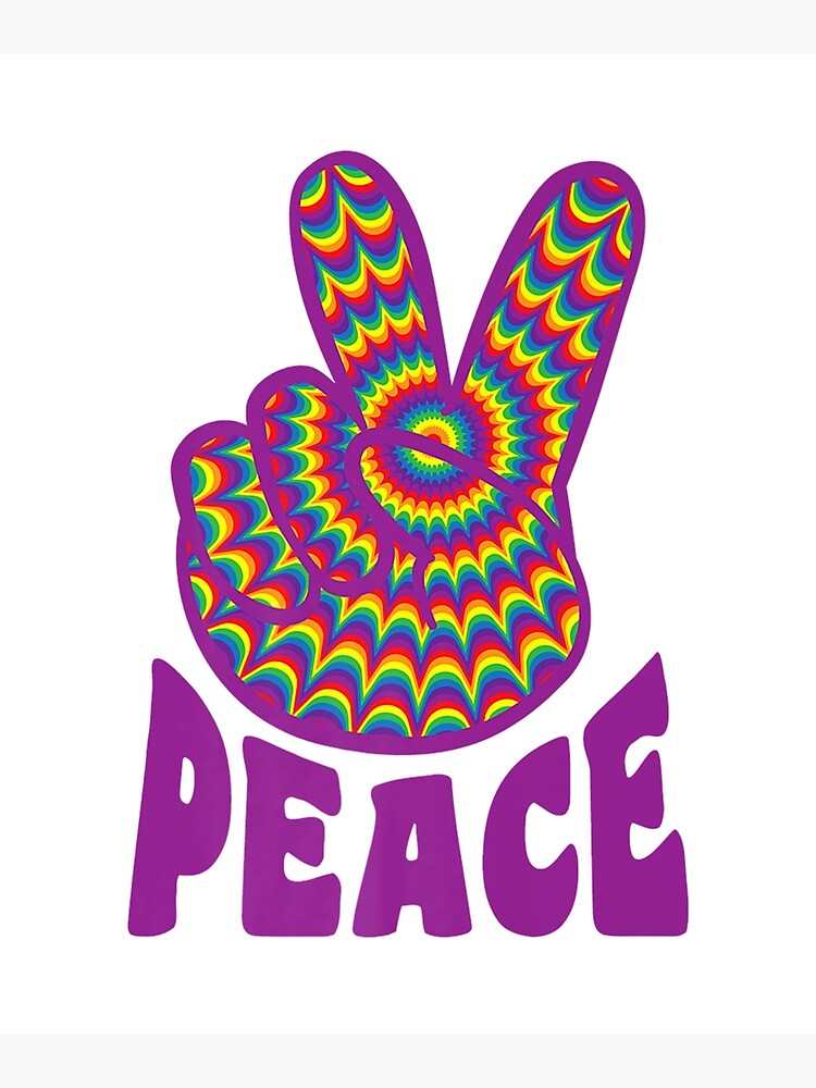 "Rainbow Peace Hand Sign 60s 70s Retro Premium " Poster for Sale by ...