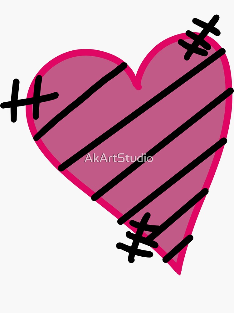 "Stitched heart" Sticker for Sale by AkArtStudio | Redbubble