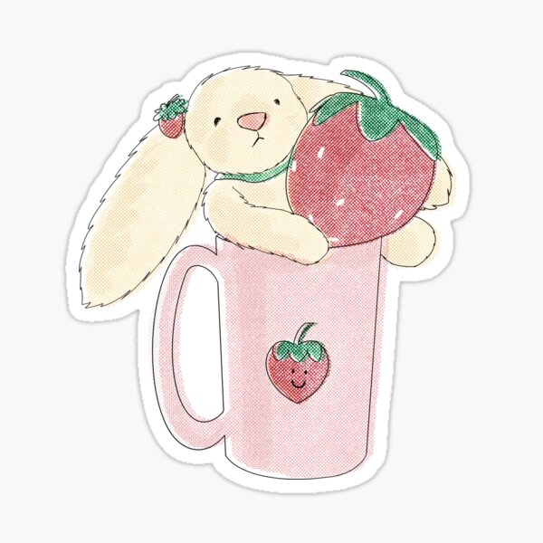"Strawberry Buttermilk the Jellycat Bunny in a Mug" Sticker for Sale by ...