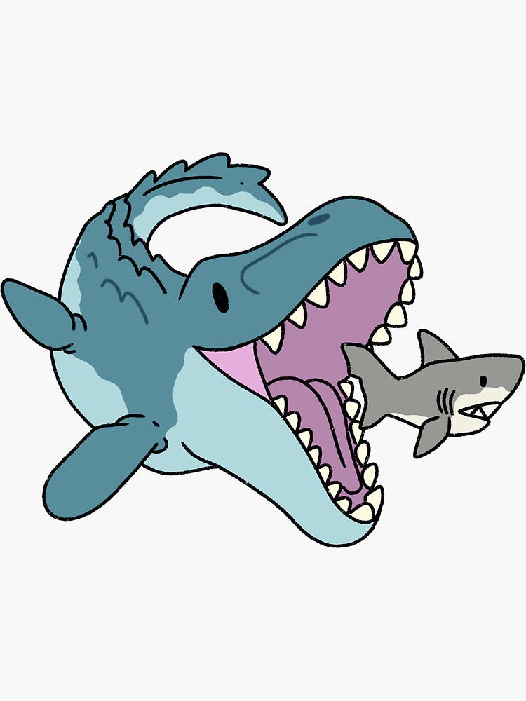 "Chibi Mosasaur and shark" Sticker for Sale by aquariumaster | Redbubble