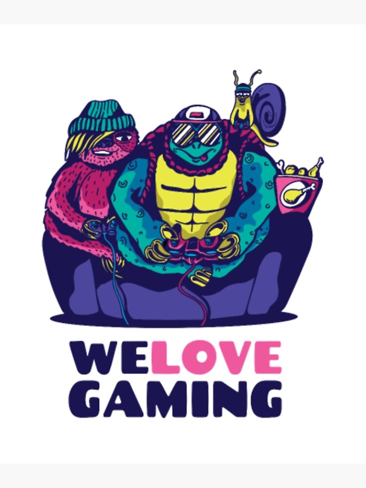 "WE LOVE GAMING ANIMALS ON COUCH" Poster for Sale by LateNalian | Redbubble
