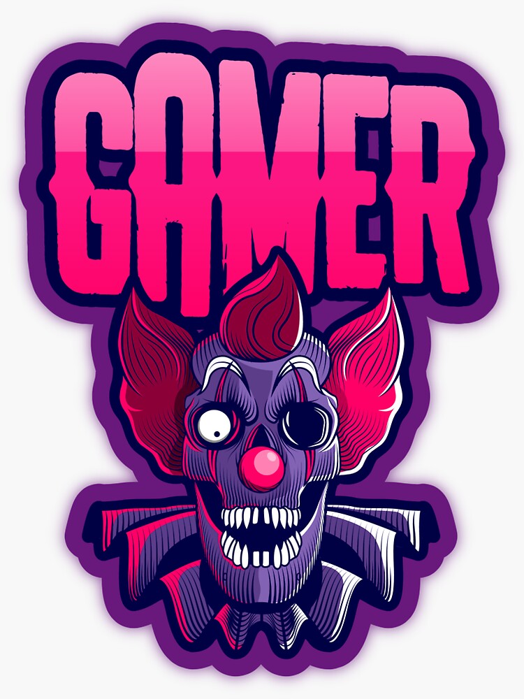"Gamer with Scary looking Clown" Sticker for Sale by PRIVARSHU | Redbubble